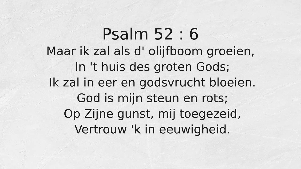 Psalm 52 6 Maar Ik Zal Als D Olijfboom Groeien YouTube