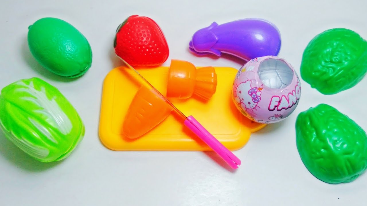 Fruit ASMR Satisfying | how to cut Fruits vegetable toy ASMR video. cut strawberry & surprise ...