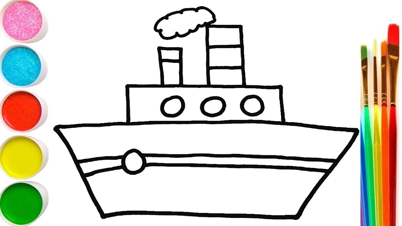 How to draw ship|ship drawing for kids toddler|Ship easy drawing ...