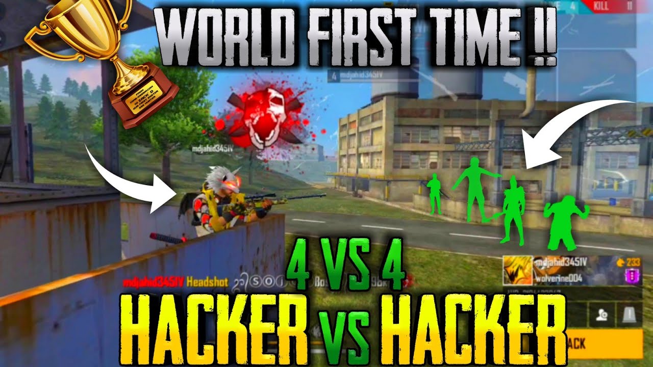 HACKER VS HACKER [4 Vs 4 ] FREE FIRE BEST EVER HACKER FIGHT|| KAR98 VS ...