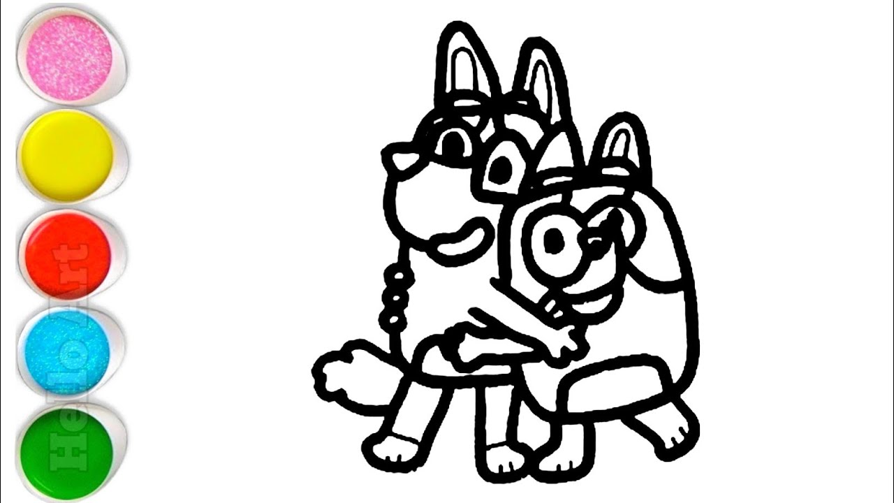 Beautiful Bluey With Friend Drawing, Painting and Coloring For Kids and ...