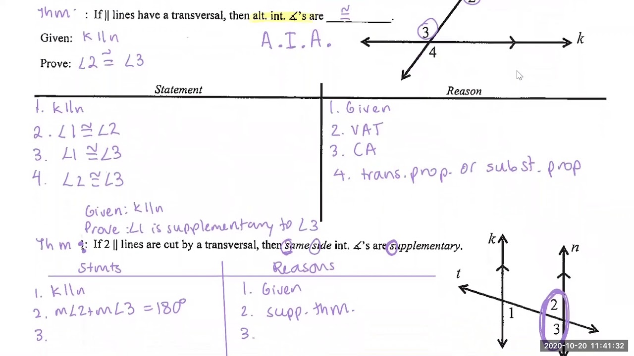 Parallel lines, transversal and angle relationship - YouTube