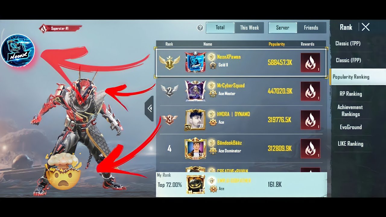 Bgmi popularity ranking today || dynamo popularity ranking in bgmi ...