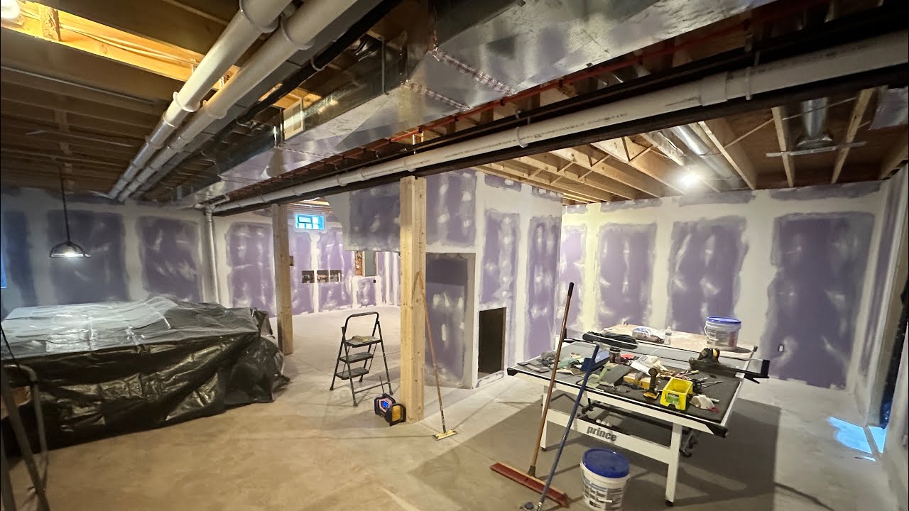 Finishing My Basement (Part 4) Drywall Finishing Phase - YouTube