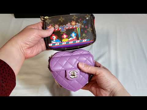 Chanel WIMB Small HEART Bag What FITS with COMPARISONS LV Mini Pochette Card Holder #luxurypl38