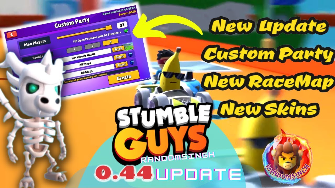 STUMBLE GUYS 0.44 NEW UPDATE | NEW MAP AND NEW SKINS | CUSTOM PARTY ...