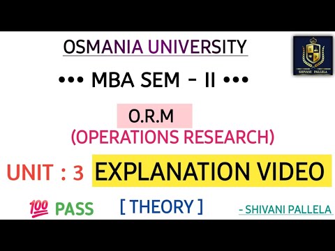ORM || UNIT 3 || THEORY EXPLAINATION || MBA SEMESTER : 2 || OSMANIA UNIVERSITY ...