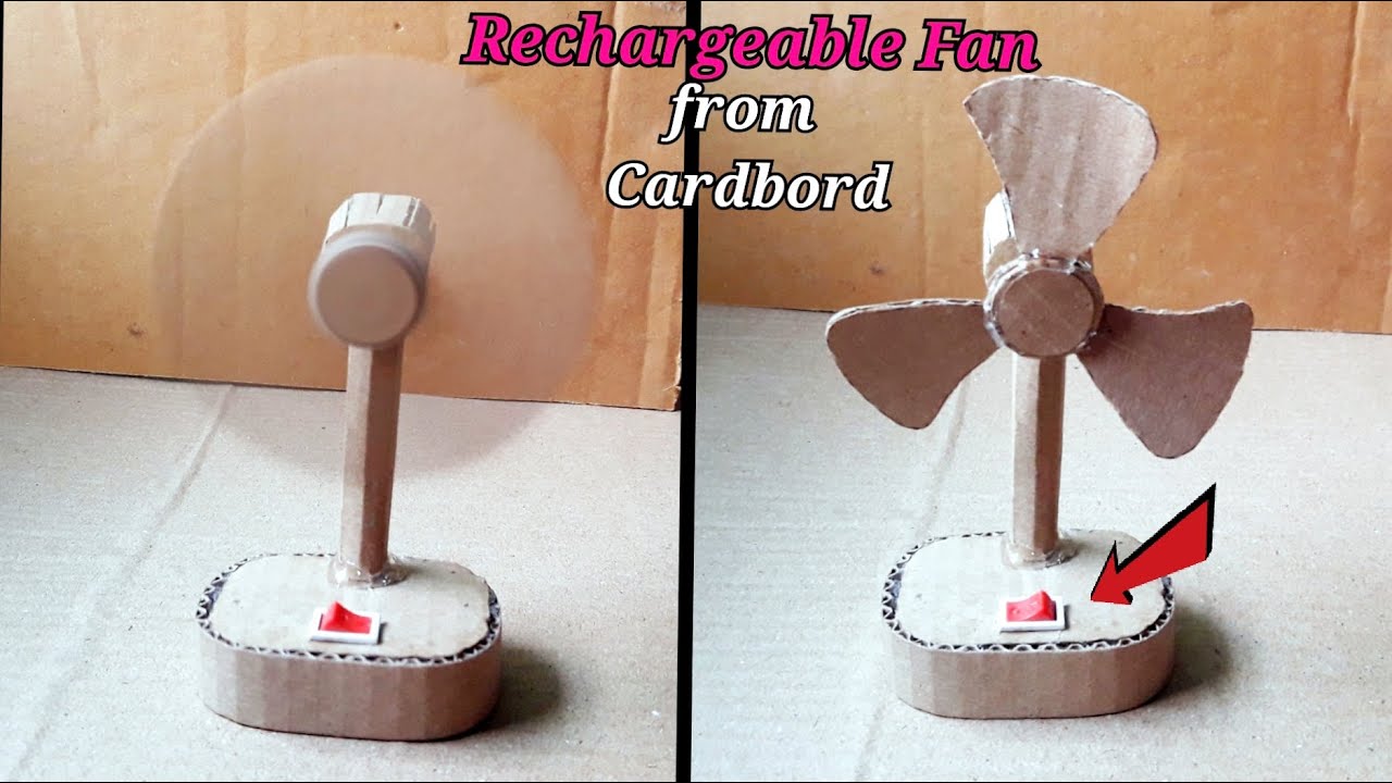 How To Make A Rechargeable Fan from Cardboard // Small Rechargeable Fan ...