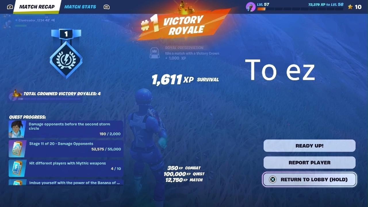 Fortnite crown win (first game on) - YouTube
