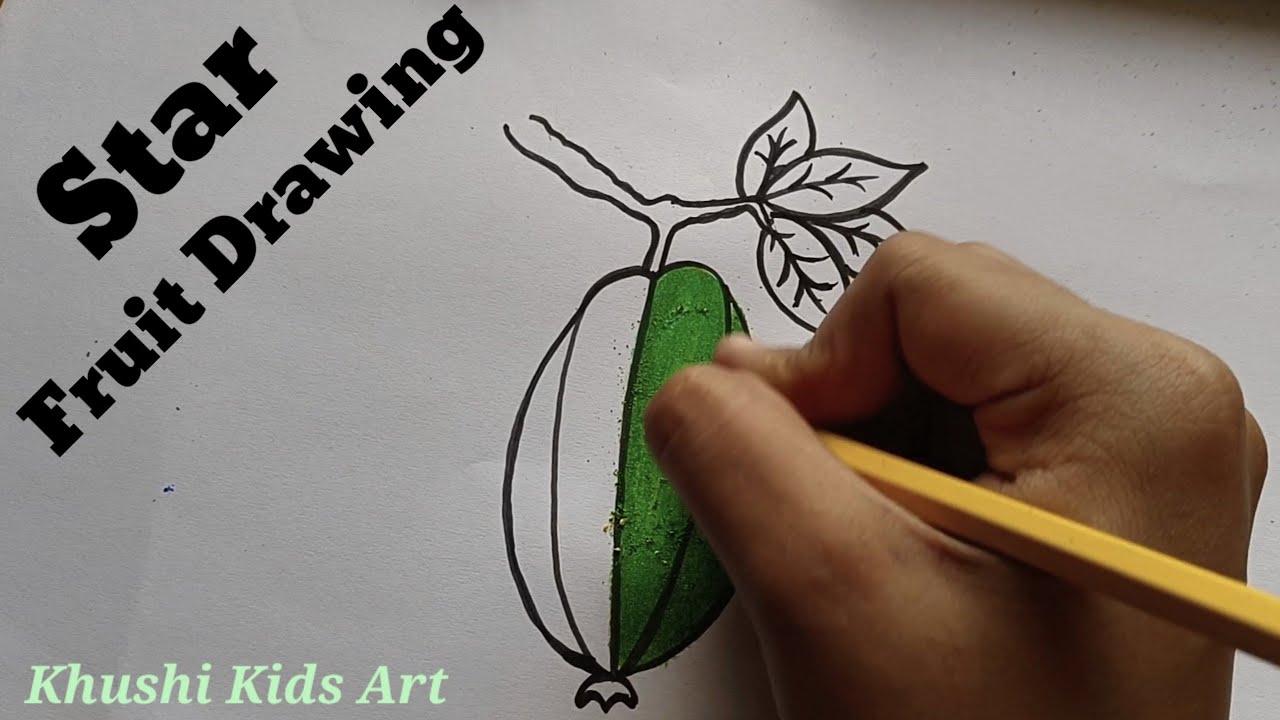 How to draw star fruit step by step | Star fruit drawing | Fruits ...