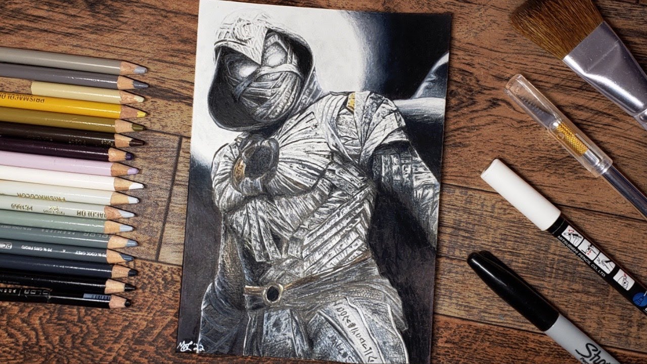 Drawing Moon Knight - Moon Knight | Colored Pencil - YouTube