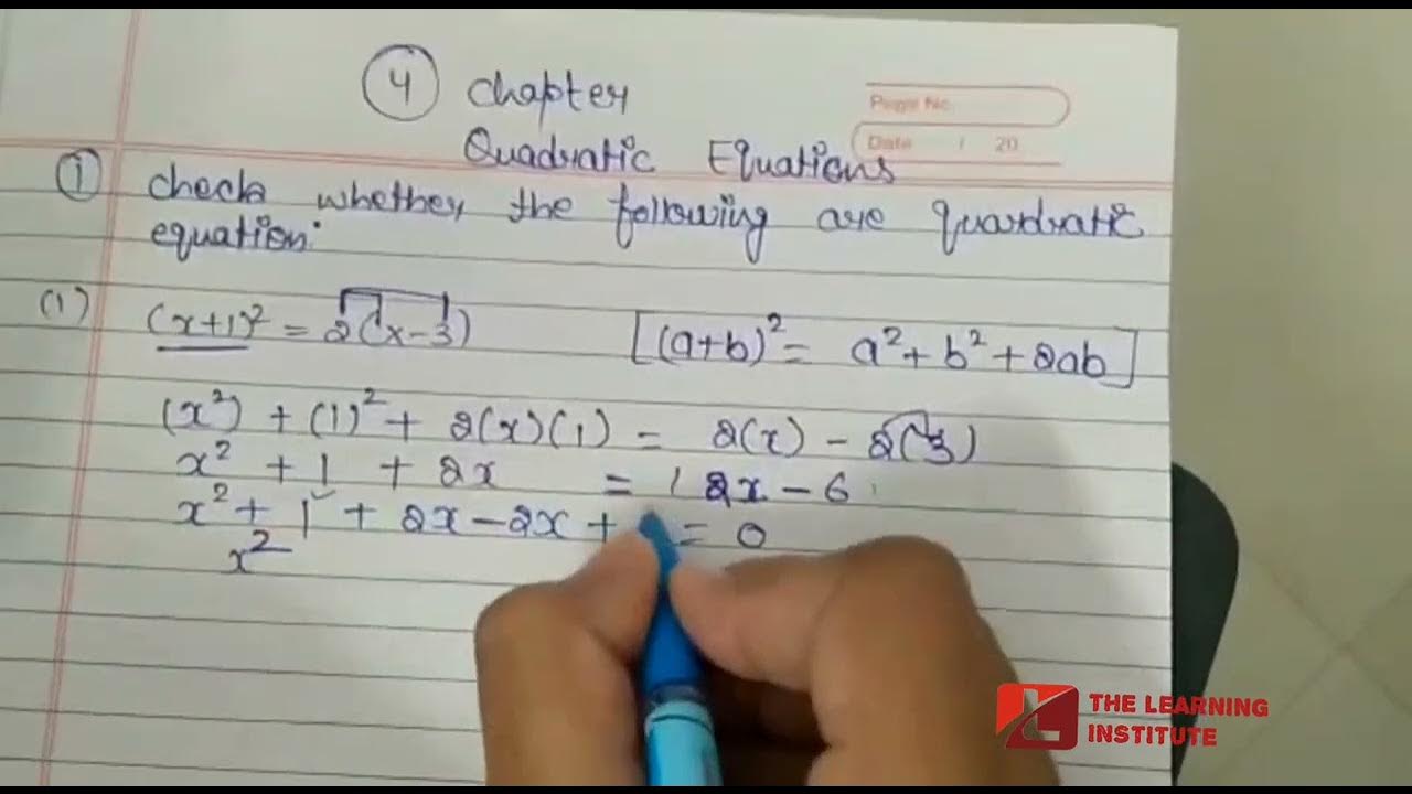 check whether the following are quadratic equations (x+1)²= 2(x-3) - YouTube