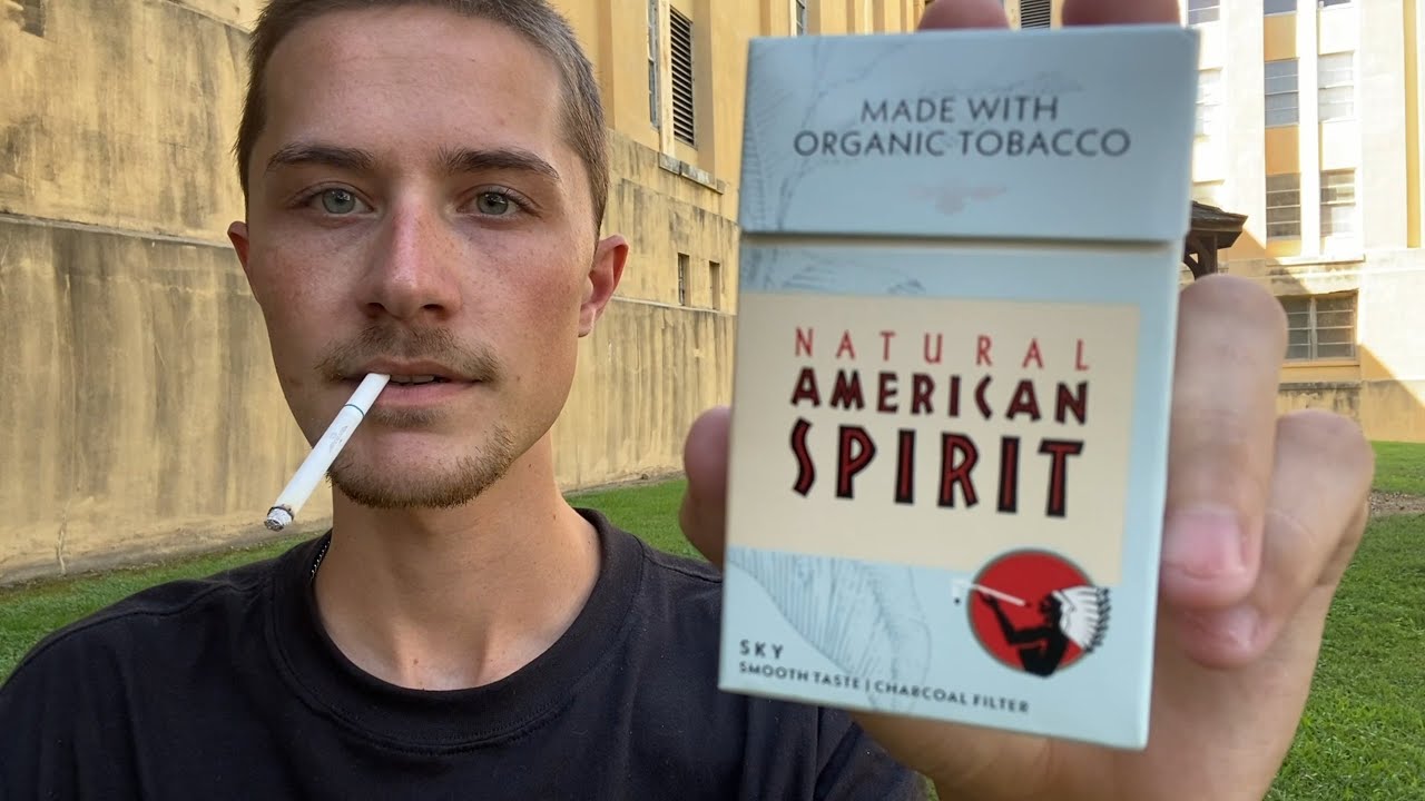 Smoking an American Spirit Sky Cigarette - Review - YouTube