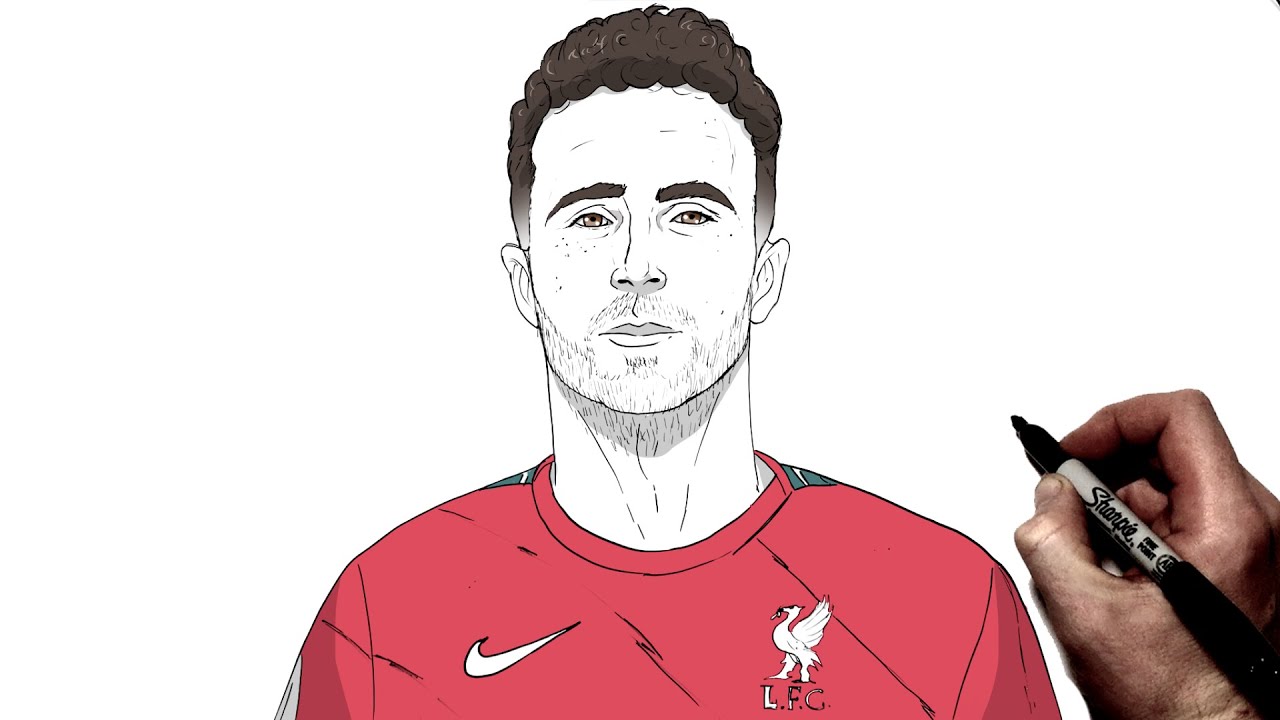 How To Draw Diogo Jota | Step By Step | Football/Soccer - YouTube