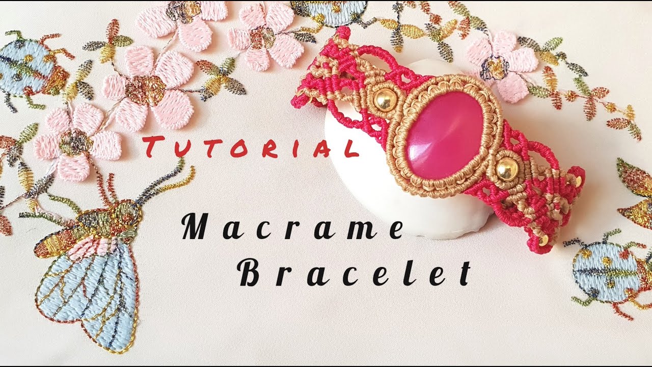 How to make Macrame bracelet with stone /macrame tutorial/ макрамеукрашения - YouTube