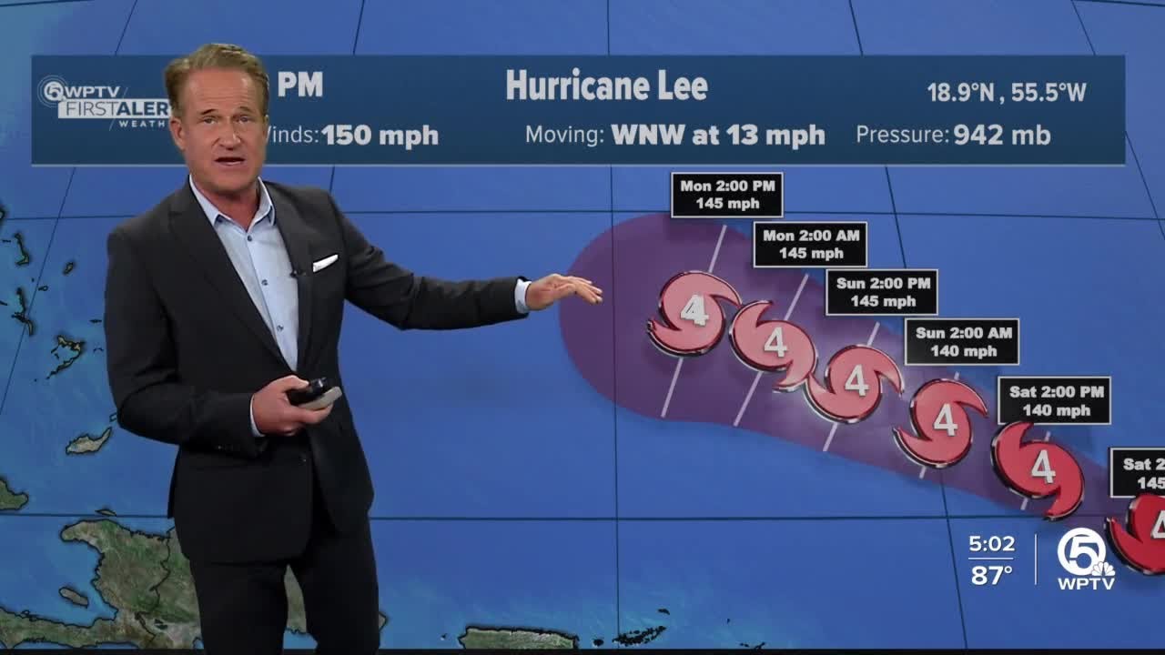 Powerful Hurricane Lee packing 150 mph winds - YouTube