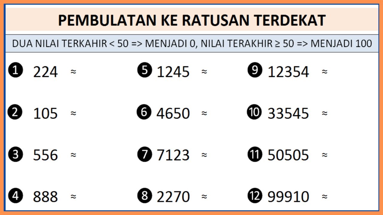 Cara membulatkan bilangan ke ratusan terdekat | pembulatan bilangan ke ...