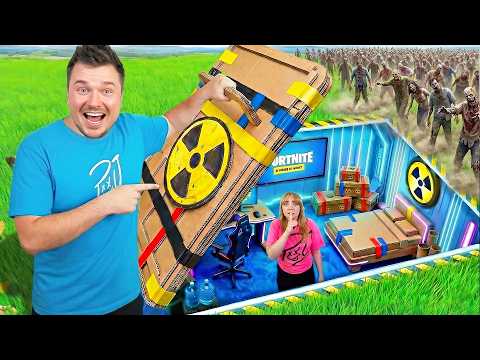I Built A Secret Cardboard Bunker To Escape Zombies Before Its Too Late! (Papa Jake Box Fort)