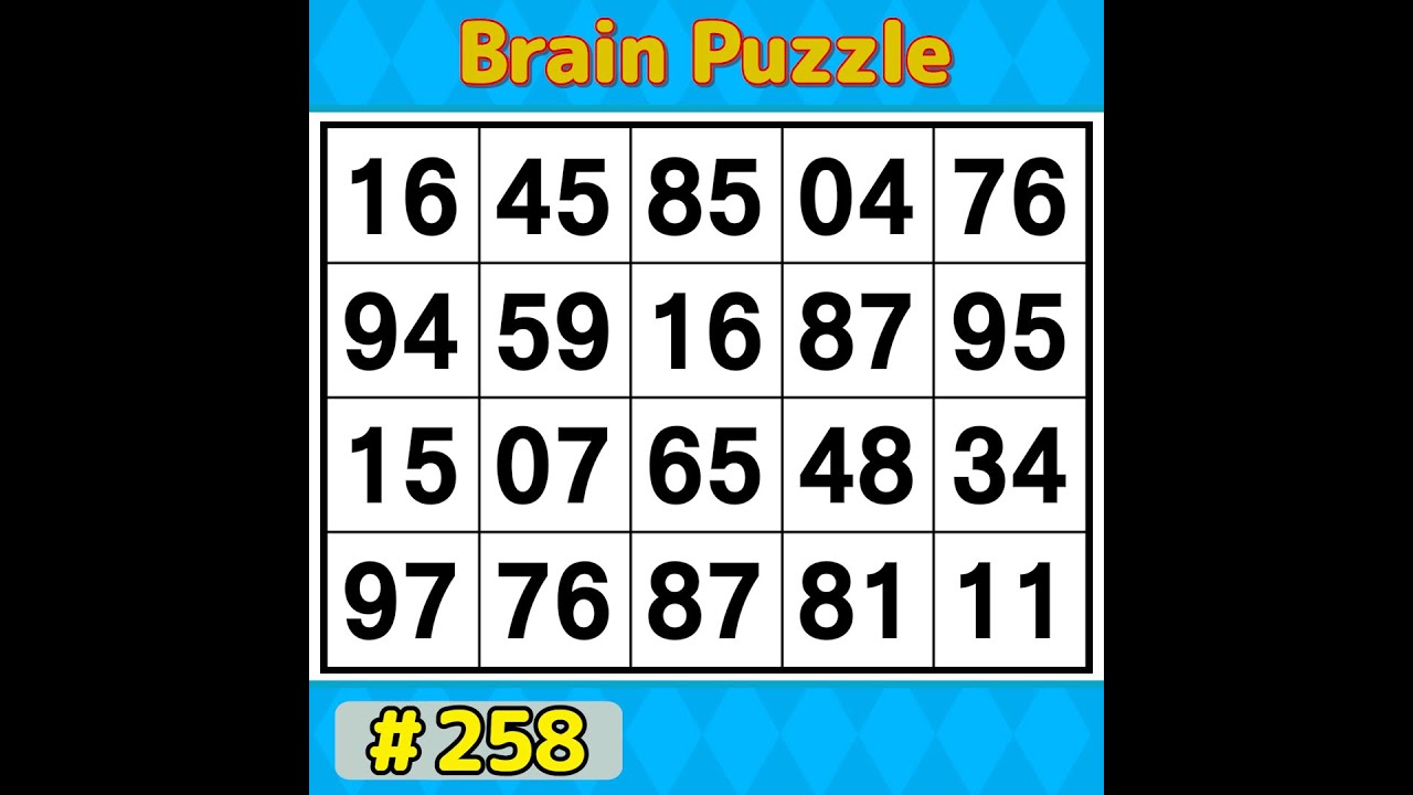 【Number Search】 Only Genius Find Them All. 《Brain training》 #258 - YouTube