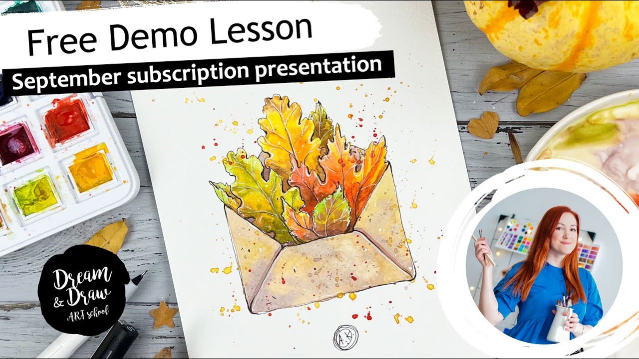 Free Watercolor Sketching Demo Lesson Autumn Letter for Beginners | Art ...