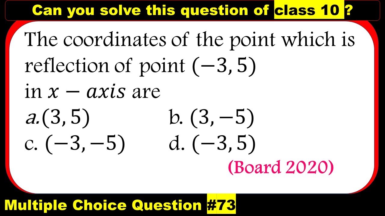 MCQ 73 | Multiple choice question Class 10 Coordinate Geometry - YouTube