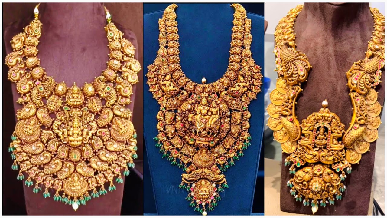 Beautiful bridal Gold neck sets || light weight gold haram designs ...