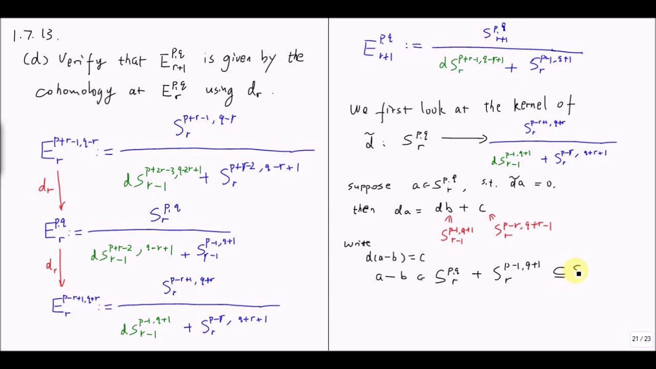 1.7 spectral sequence (m) the second defn of d_r and the "cohomology ...