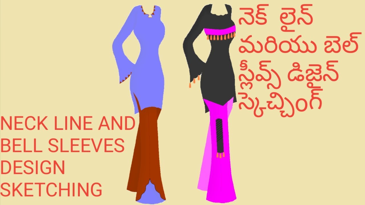 NECKLINE AND BELL SLEEVE DESIGNS SKETCHING | FASHION DESIGNING | BY ...