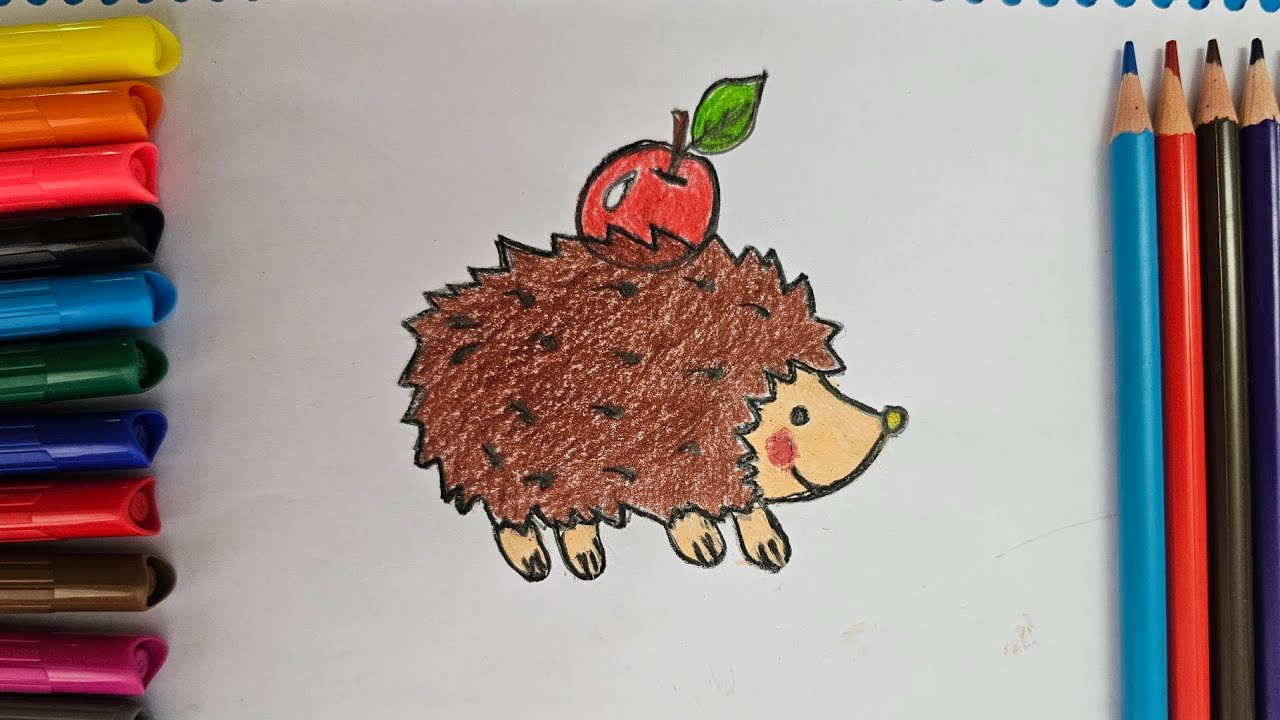 How to Draw a cute Hedgehog step by step😊🎨🌈drawing for kids|My Easy ...