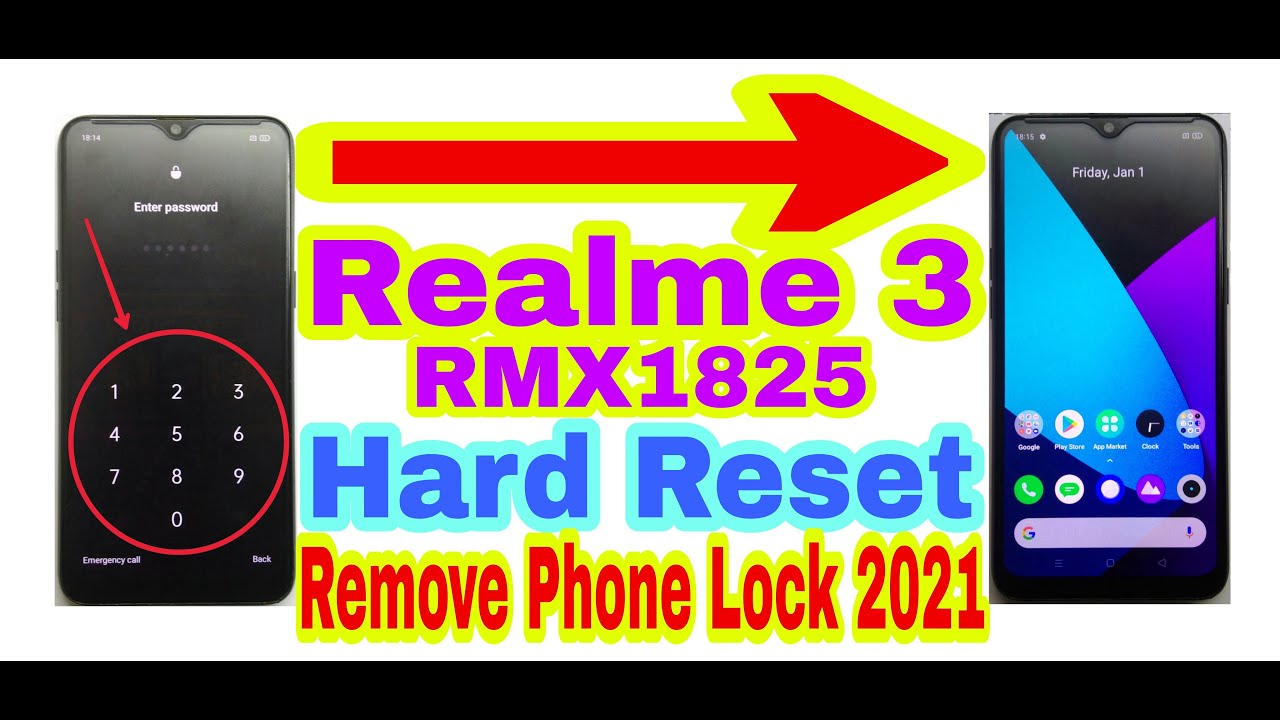 Realme 3(RMX1825)Hard Reset/Remove Phone Lock 2021||Unlock Pin/Pattern ...