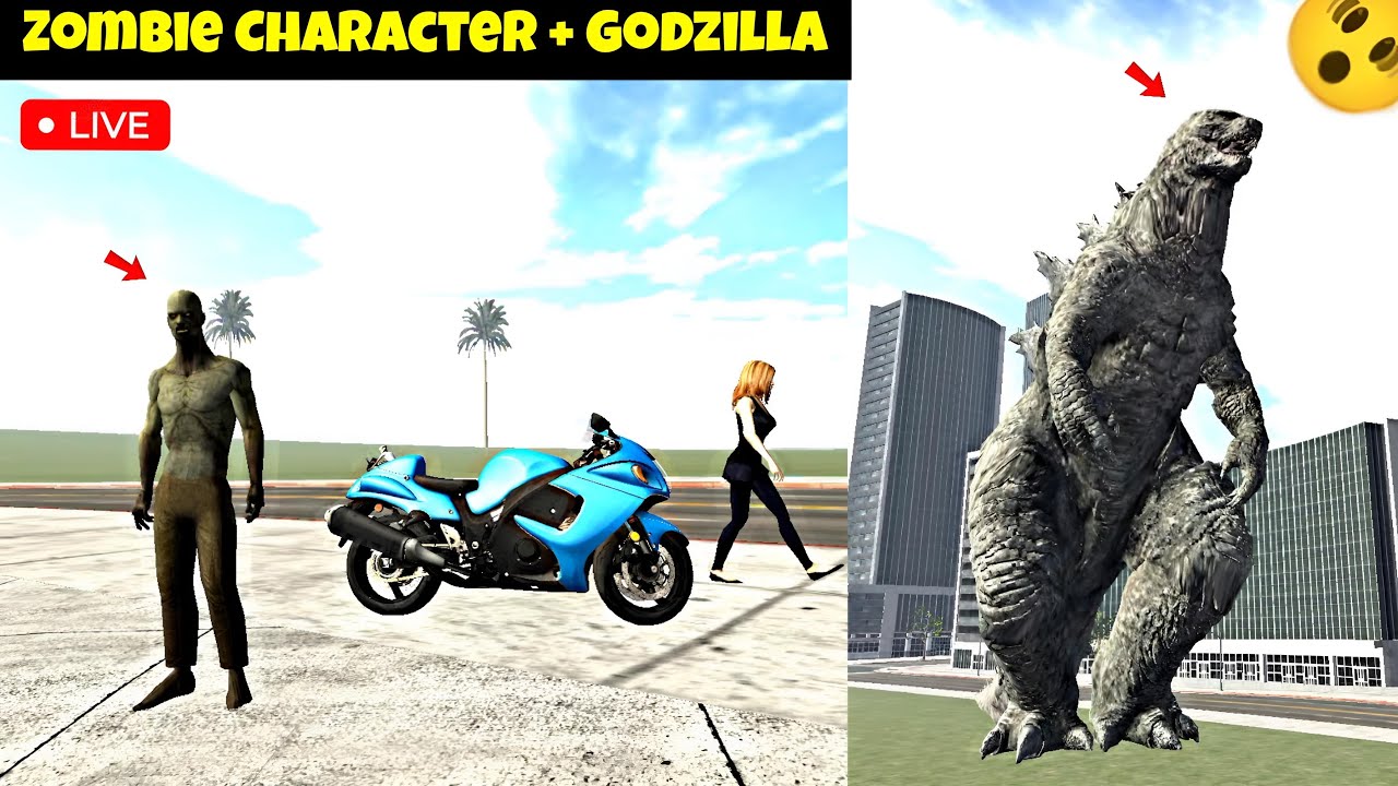Zombie Character+ Godzilla in Indian bikesdriving 3d || Indian bike ...