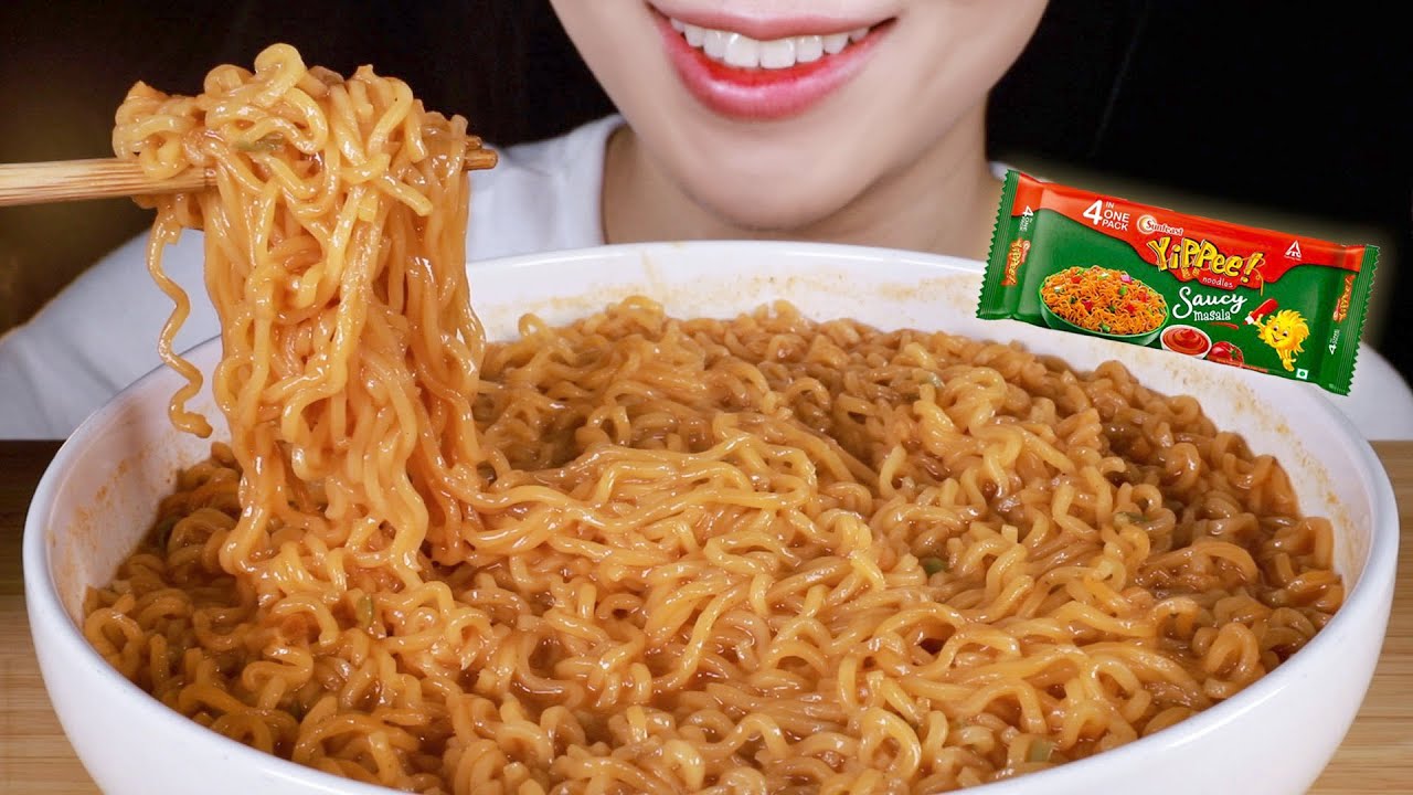 ASMR Yippee Noodles | Saucy Masala | Indian Instant Noodles | Eating ...