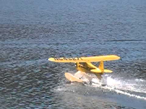 RC Piper Cub Float Plane First Flight - YouTube