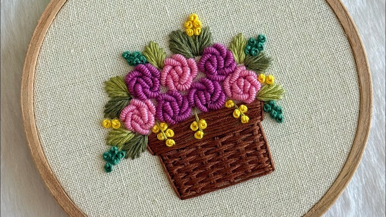 Hand Embroidery : Bullion Knot Rose Stitch Embroidery Tutorial For ...