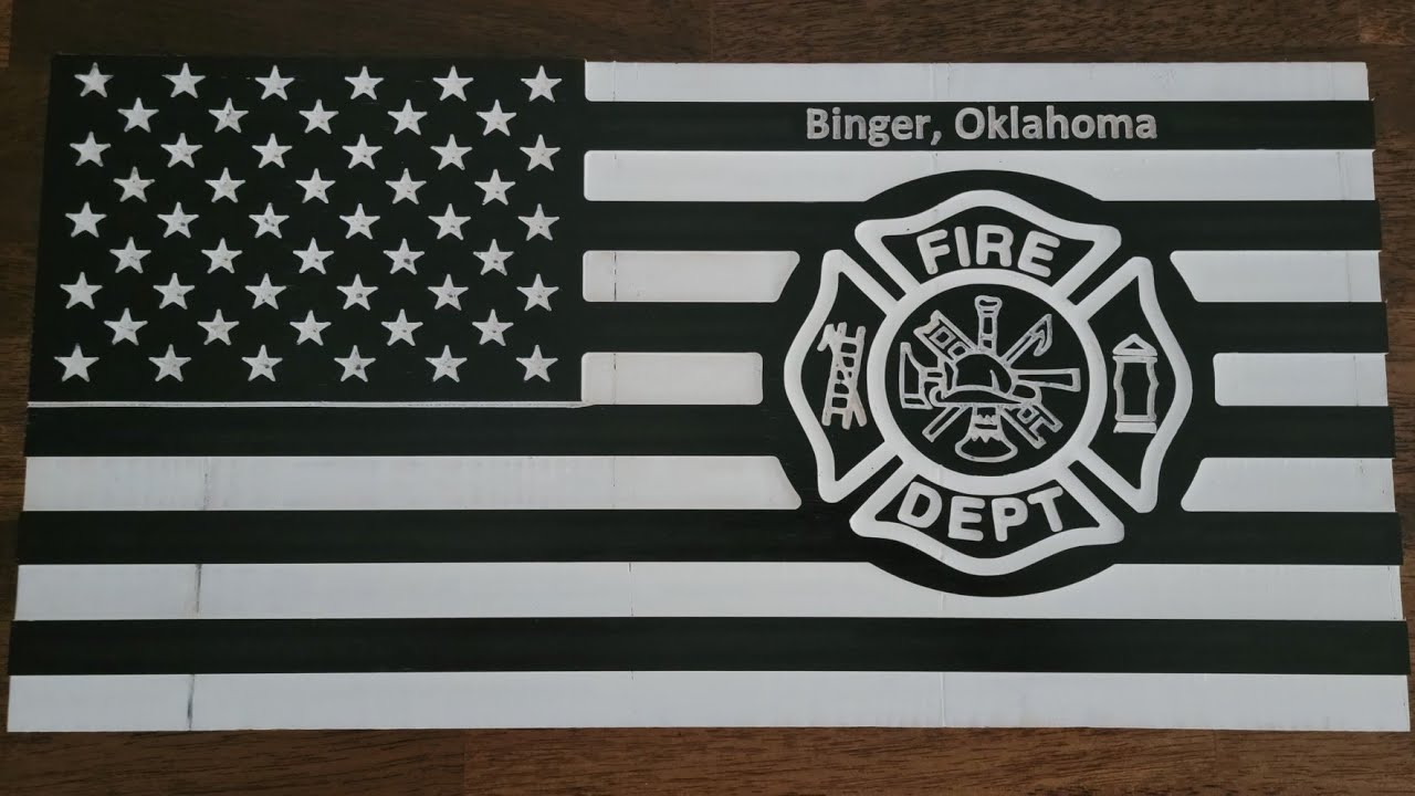 Simple fire department flag out of plywood on Shapeoko Pro XXL - YouTube