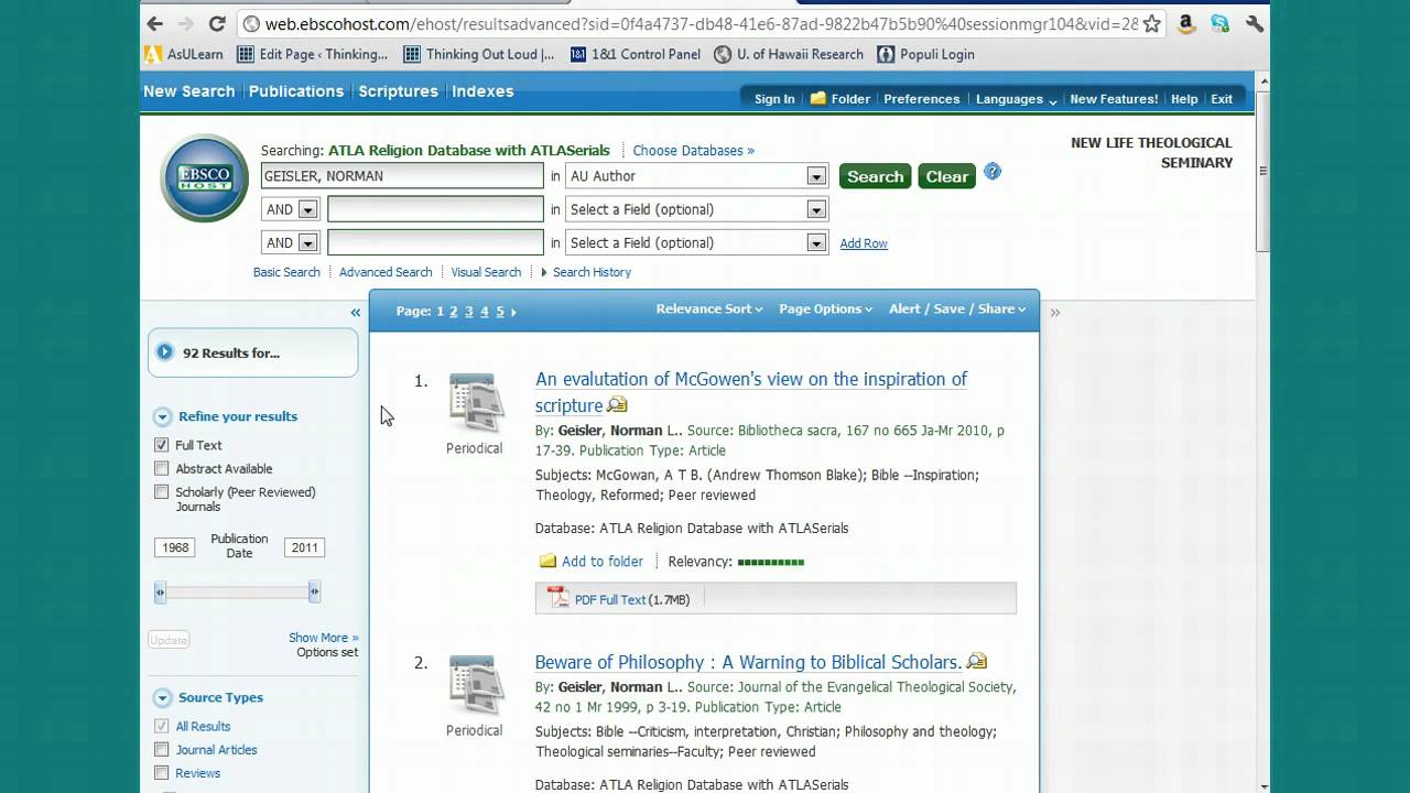ATLA Database Basic Tutorial - YouTube