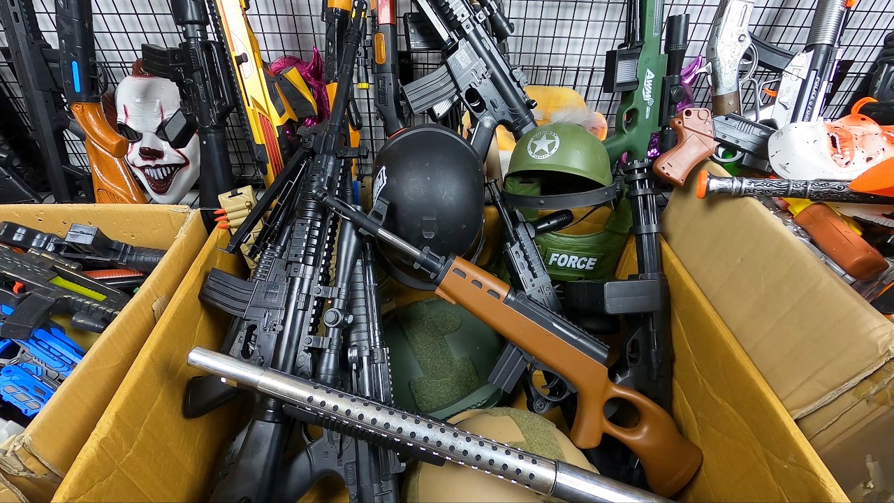 Toy Gun Box Unboxing! AWM Sniper, Golden Shotgun, M4A1 Rifle, MP5 ...