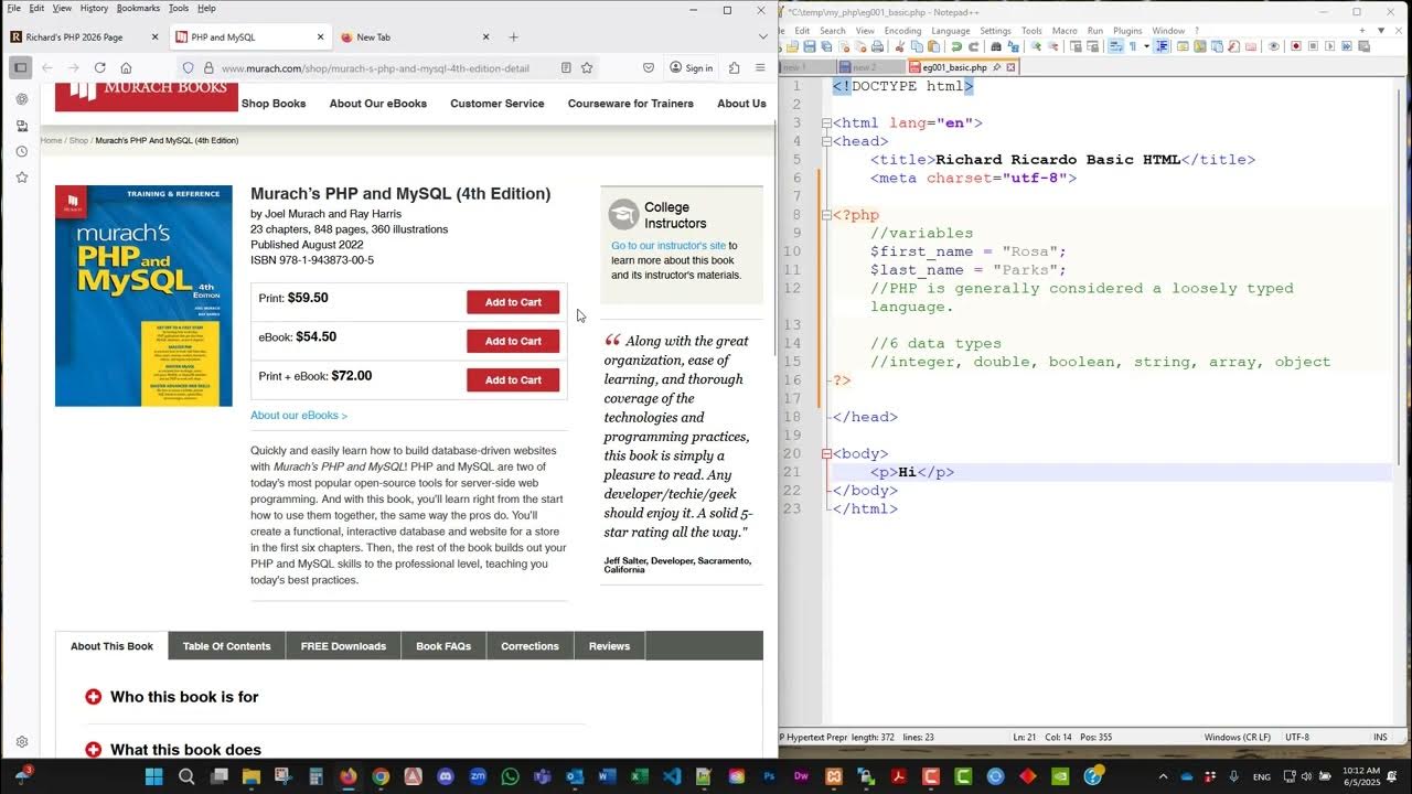 PHP & MySQL 2026 Tutorial - 006 basic php 1 - YouTube