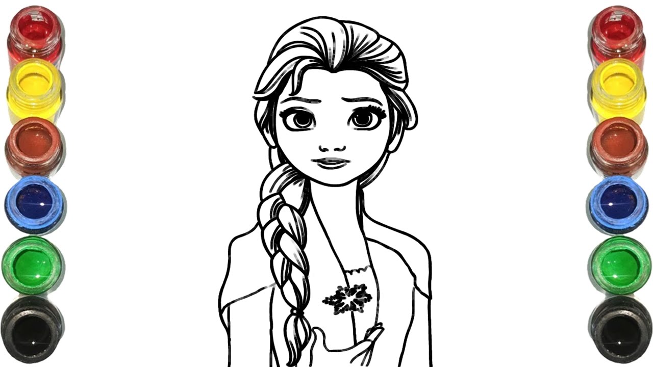 Cute Elsa Frozen Drawing, Painting & Coloring for kids, Toddler | Lets ...