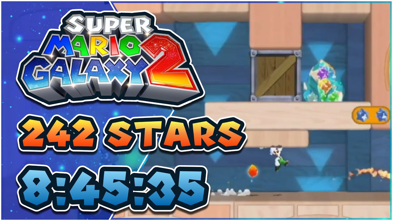 [WR] Super Mario Galaxy 2 242 Stars (100%) Speedrun in 8:45:35 - YouTube