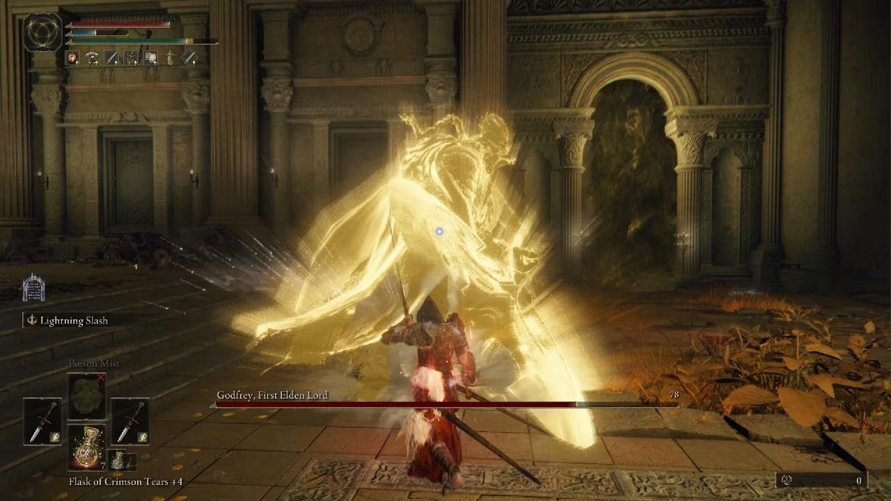 ELDEN RING - Godfrey rune level 1 with +0 weapons - YouTube