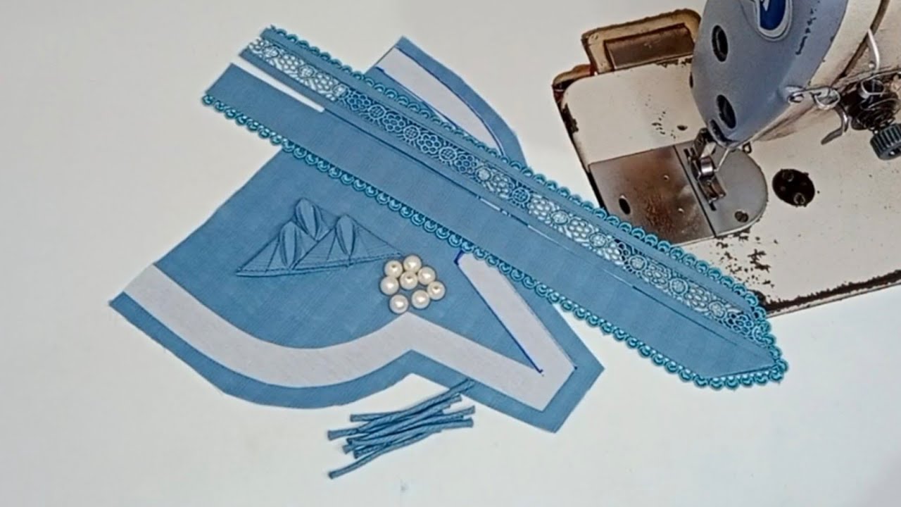 neck design cutting and stitching//new Dori loops neck design with lace ...