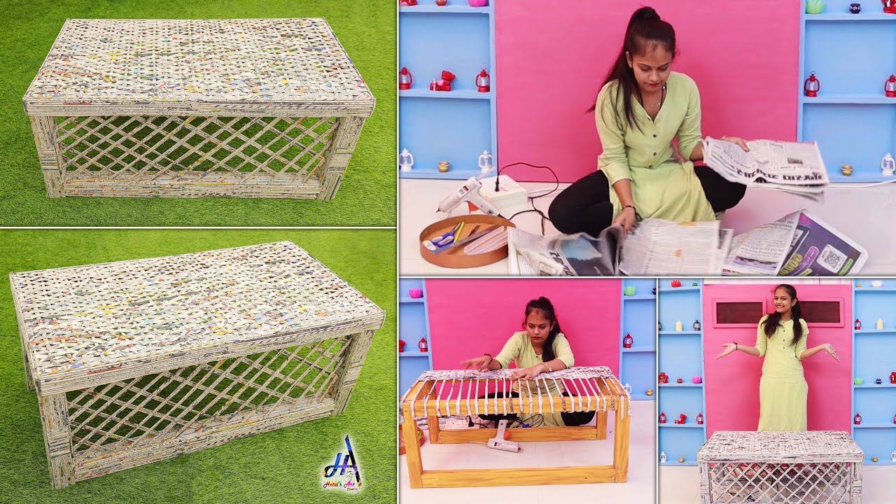 Best Out Of Waste Newspaper Craft Idea | DIY Rocking Chair and Table ...