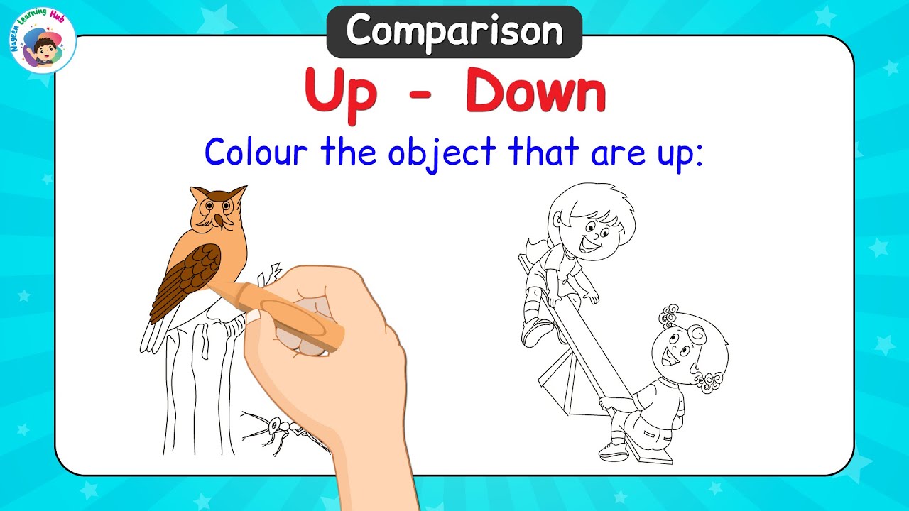 Comparison | Up - Down | Colour The Objects That Are Up | Kids Activity ...