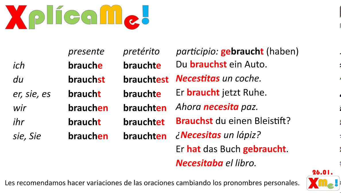 El verbo del veintiséis de enero del 2013 "brauchen". Xplícame - Martin ...