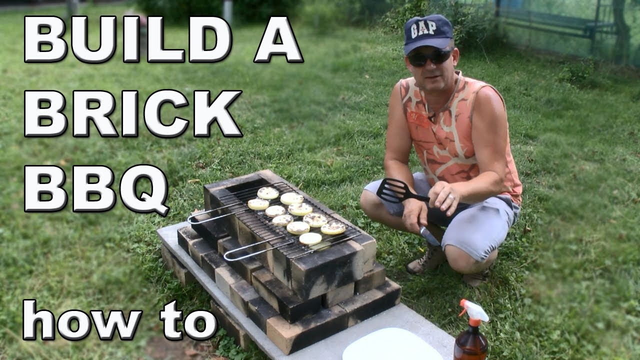 How to build a brick BBQ grill + construction plan - YouTube