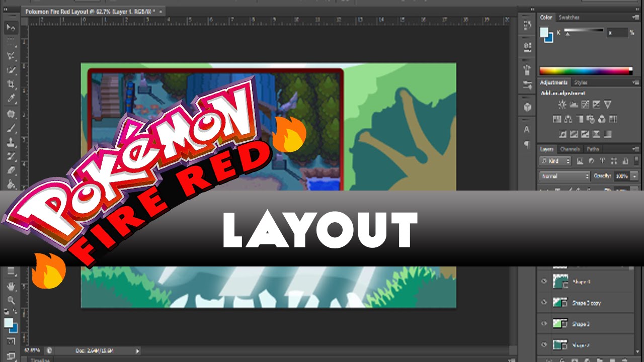 GFX Ep. 4 - Pokemon Fire Red Layout Speedart - YouTube