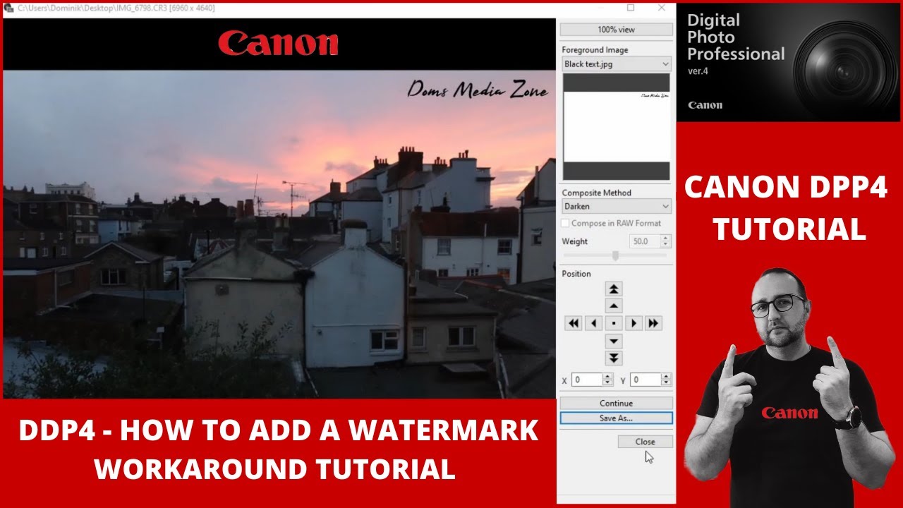 Add a WATERMARK WORKAROUND | CANON Digital Photo Professional 4 | DPP4 ...