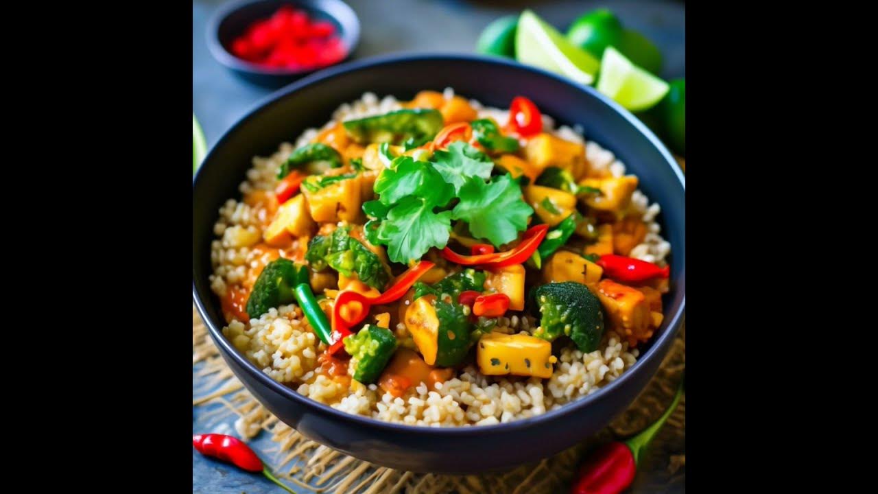 Острый тайский овощной карри с киноа - YouTube