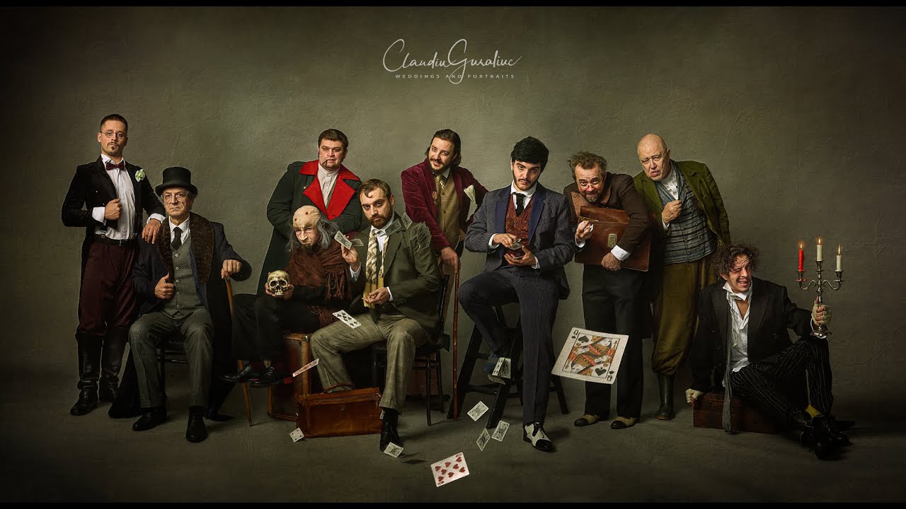 Composite group portrait, theatrical poster. Portret de grup, cadru ...